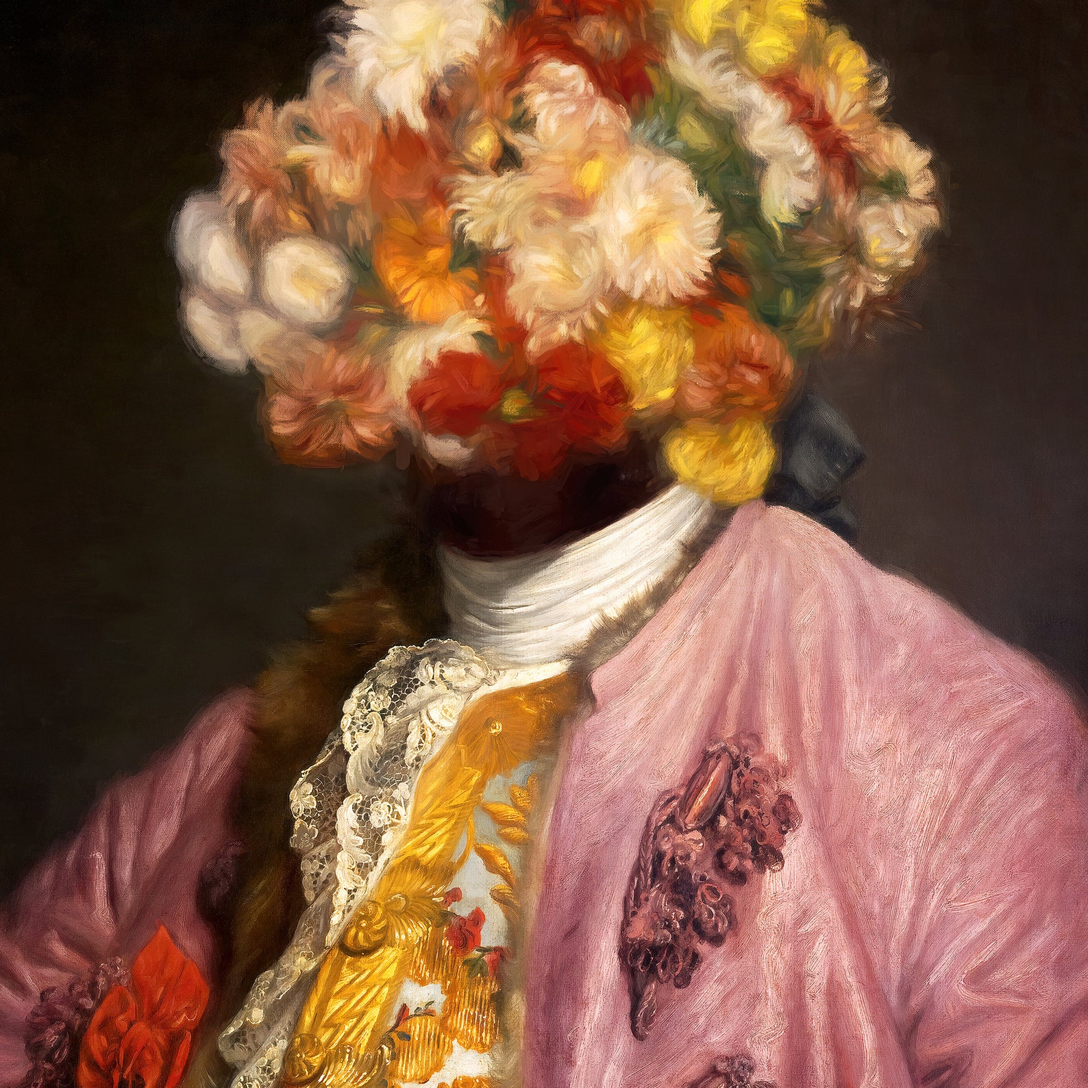 Flower Head Surreal Art Portrait Painting Downloadable Prints, Dark ...