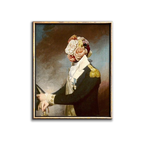 Surreal Art Altered Vintage Portrait Painting Print | Etsy