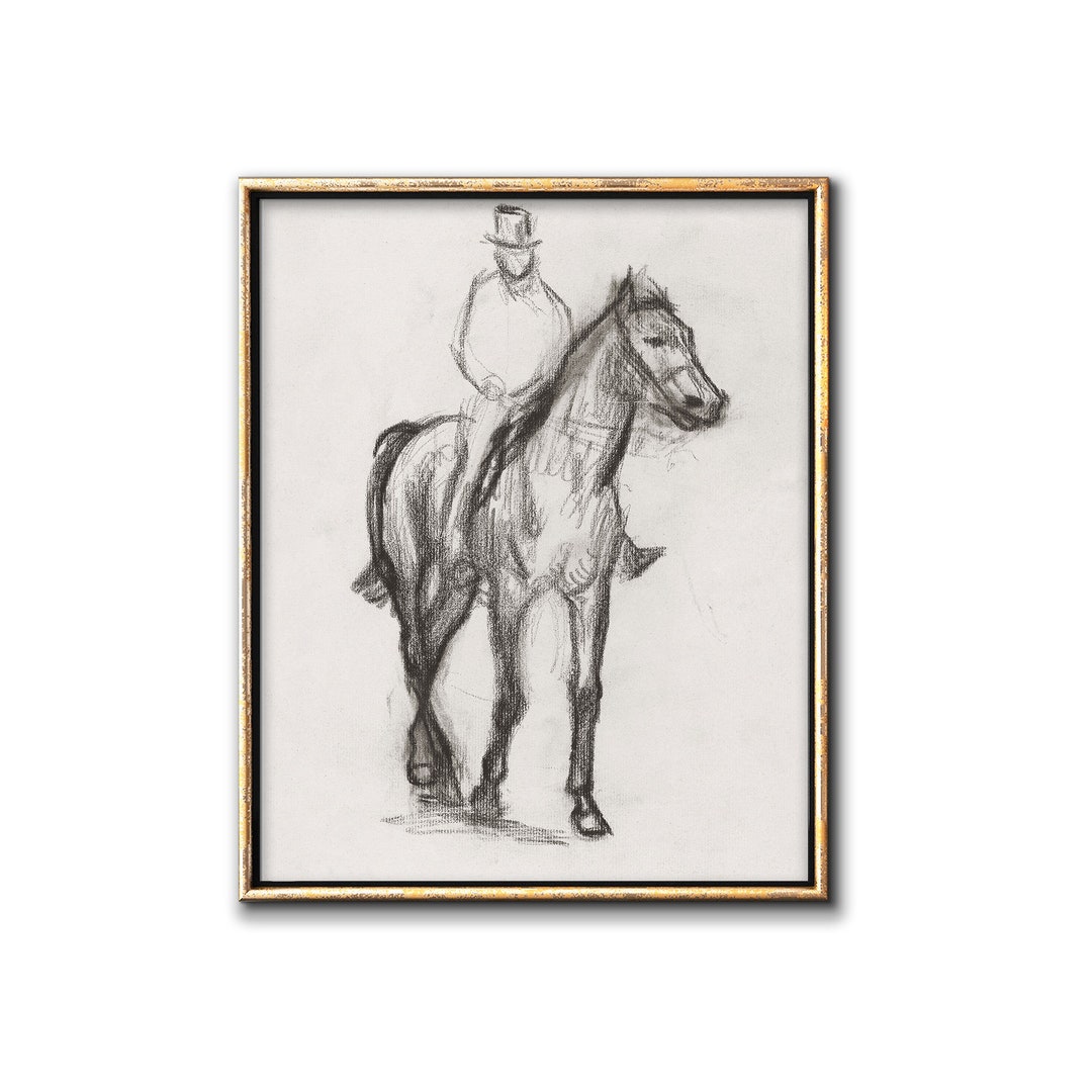 Charcoal Horse Drawing Printable Wall Art, Equestrian Decor Digital ...
