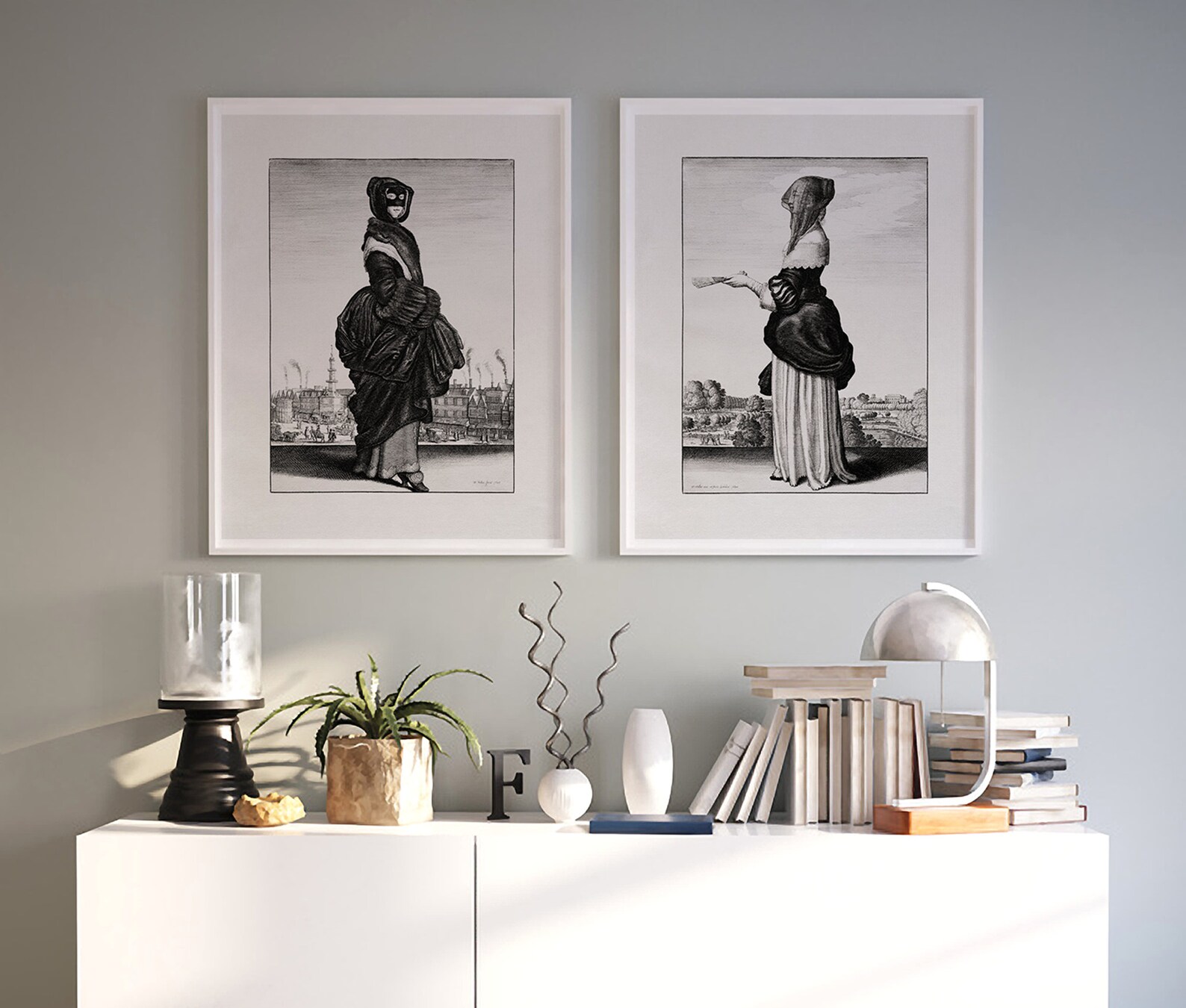 Quirky Vintage Costume Illustrations Digital Print Set Masked - Etsy