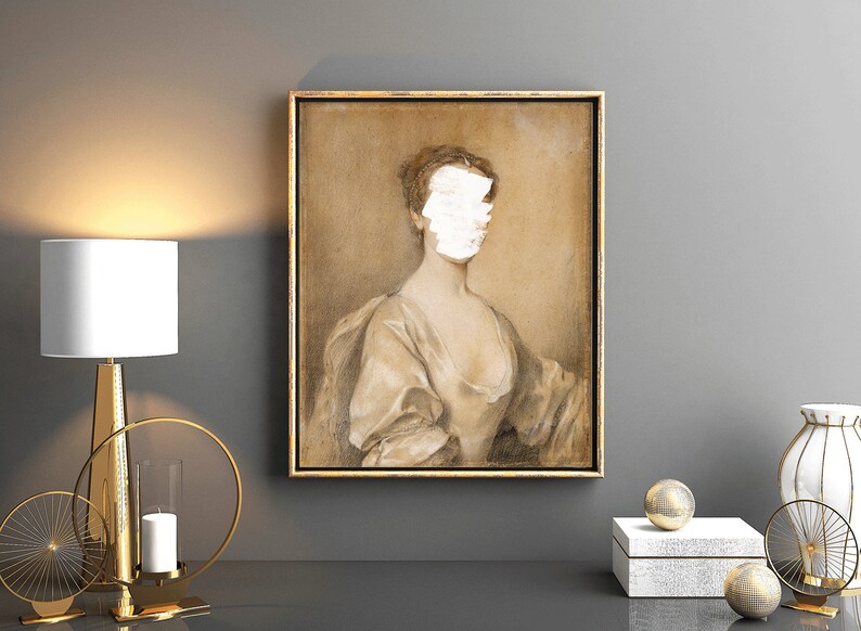 Altered Portrait Drawing Downloadable Prints Eclectic Wall - Etsy