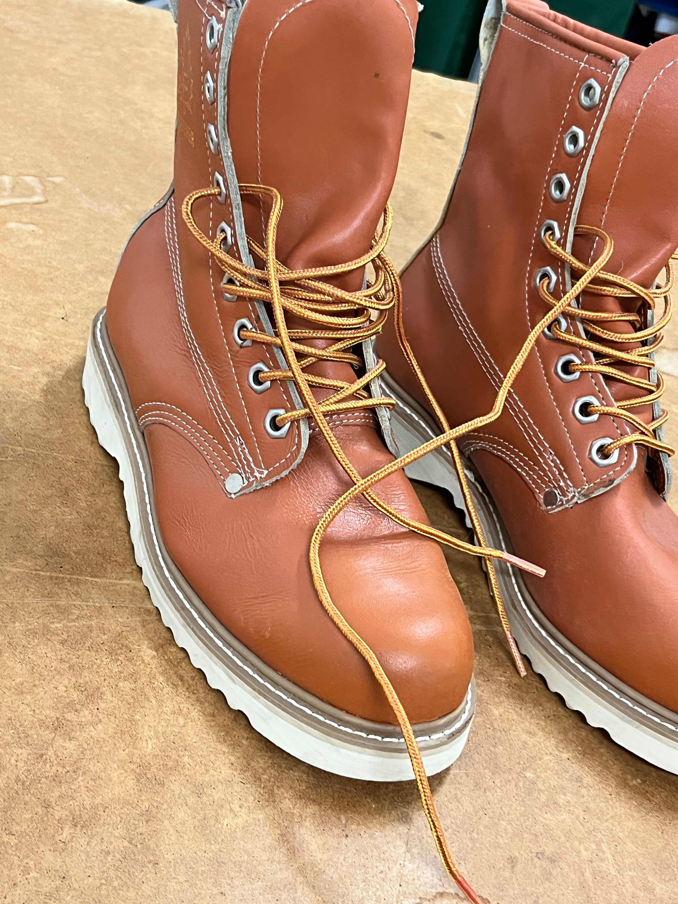 1980s Deadstock Canadian Brand Fournier Tan Leather Work Boots. Steel ...