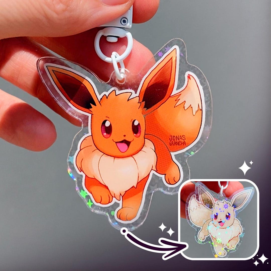 Pokémon - Gen 1 - Kanto Starters - Eevee - Shiny Holo Charms - Etsy