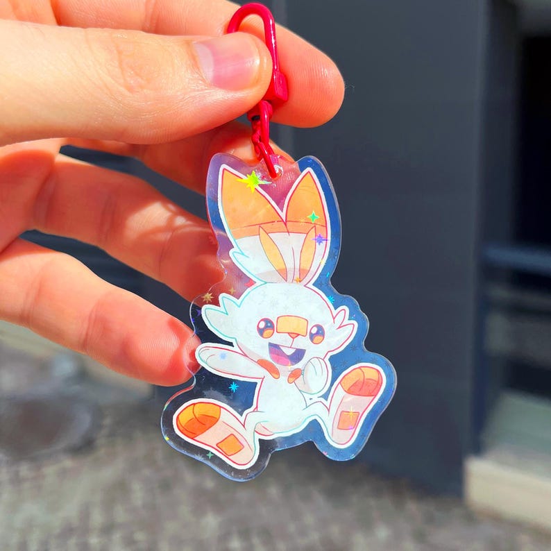 Pokémon - Gen 8 - Galar Starters - Scorbunny - Shiny Holo Charms - Etsy