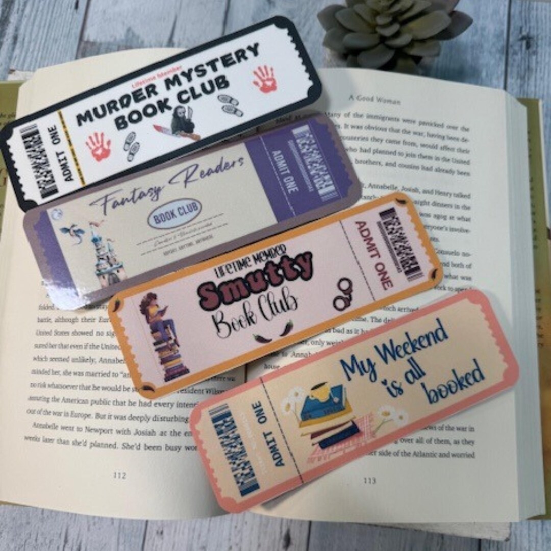 Ticket Style Bookmark Set, Book Club Designs - Etsy