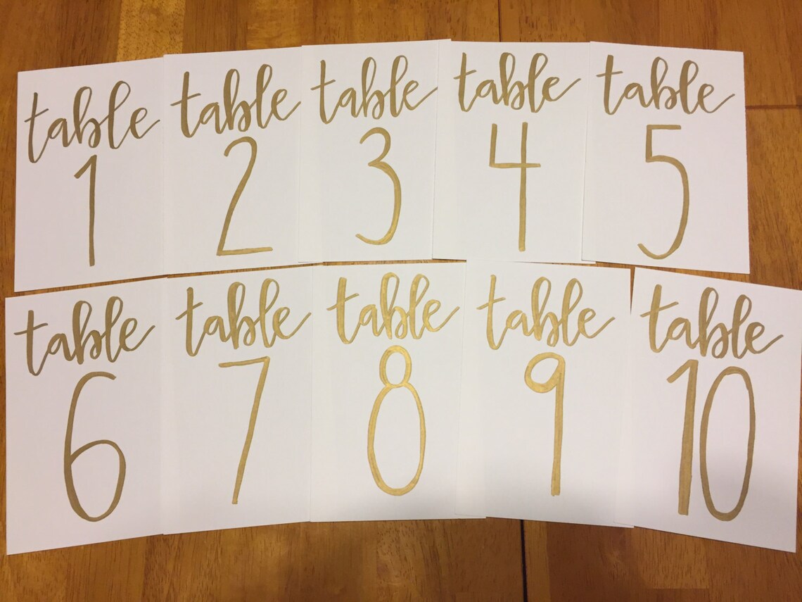Hand Lettered Table Numbers - Etsy