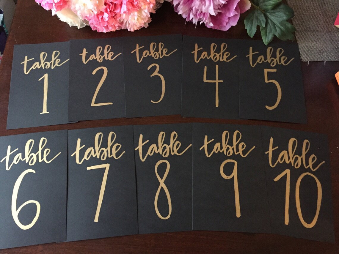 Hand Lettered Table Numbers - Etsy