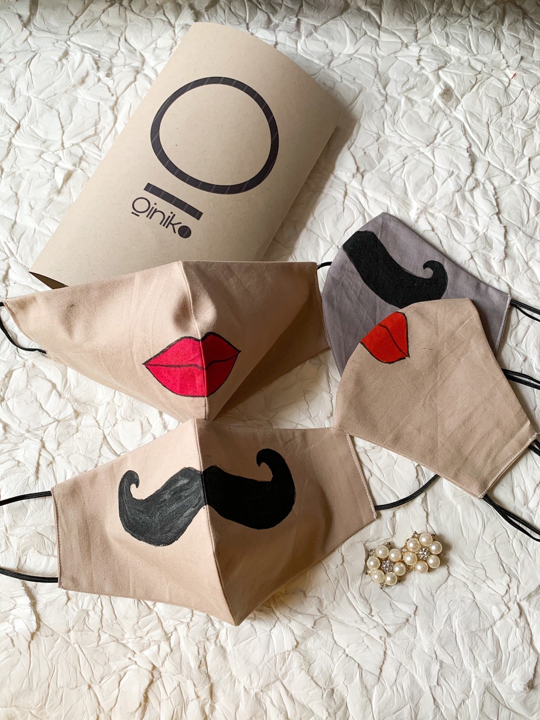 Red Lips, Moustache Face Masks Adjustable Ear Loops, FULL COVERAGE MASK ...