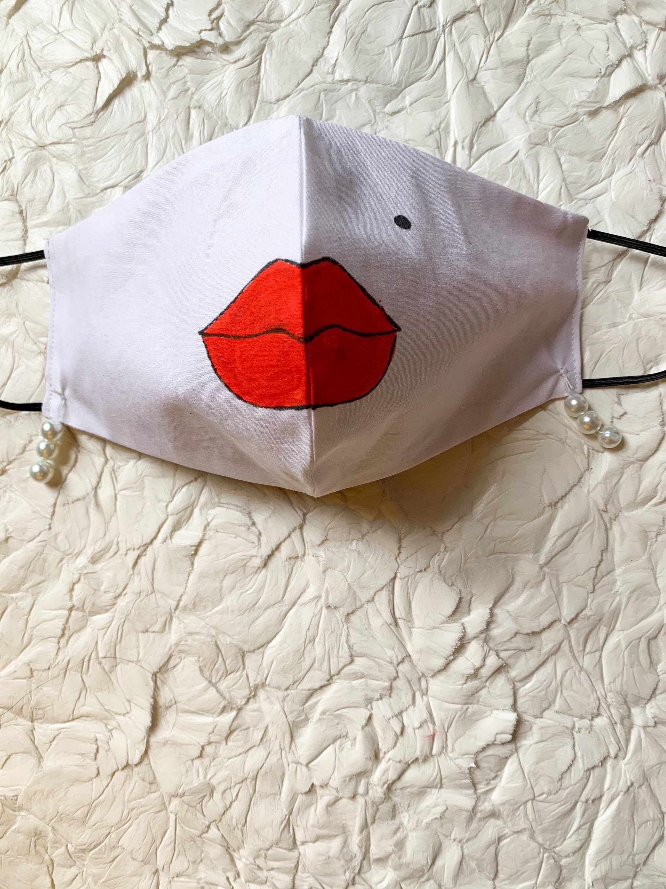 Red Lips Moustache Face Masks Adjustable Ear Loops | Etsy