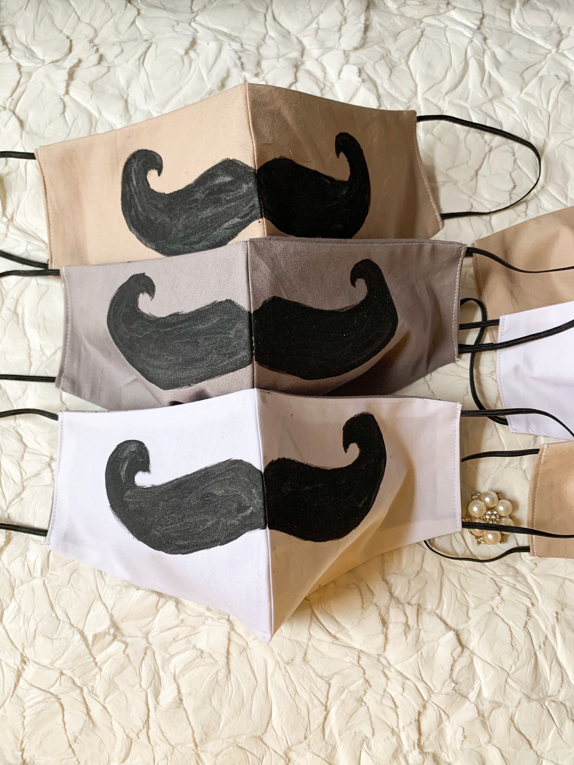 Red Lips Moustache Face Masks Adjustable Ear Loops | Etsy