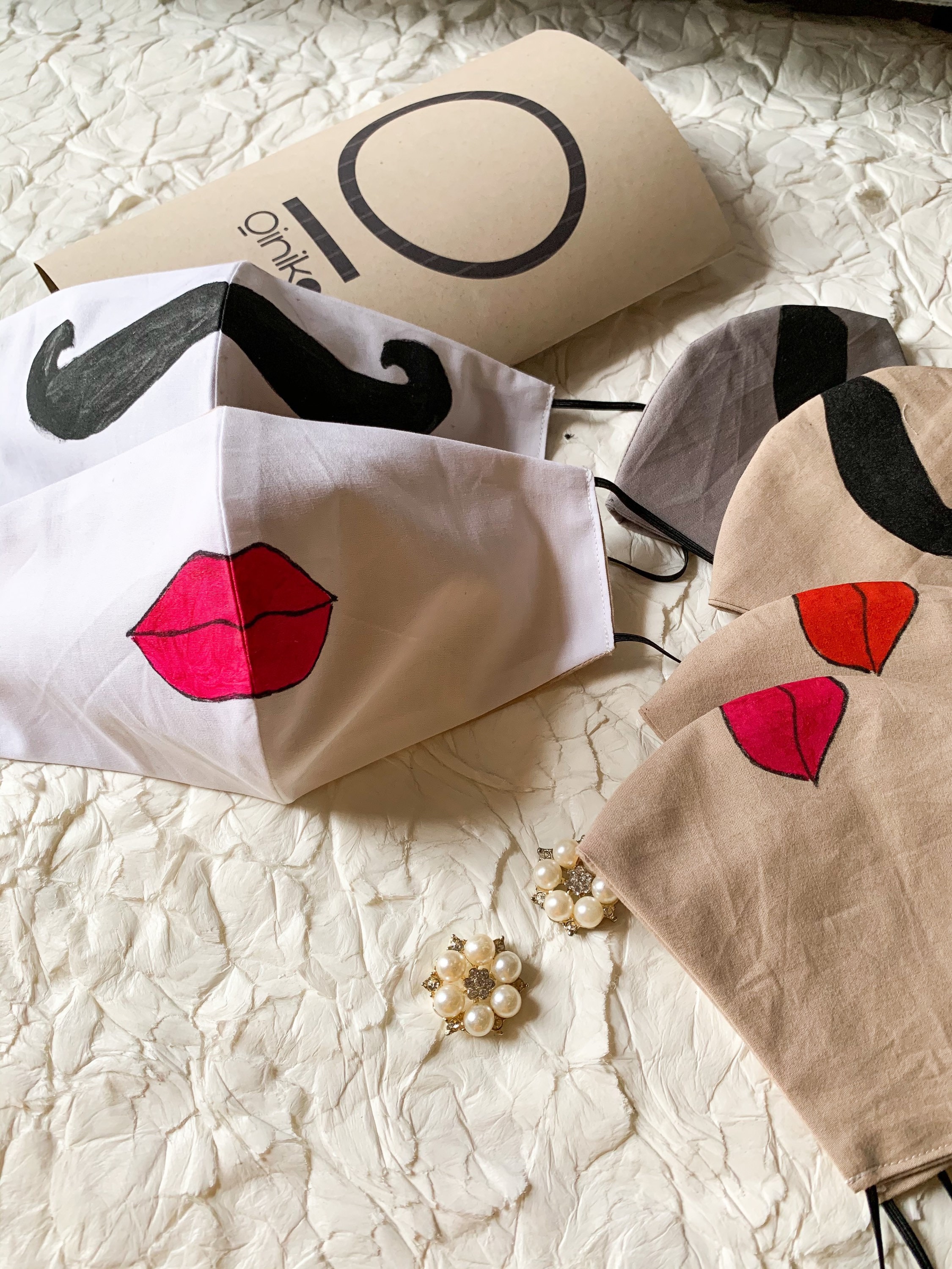 Red Lips Moustache Face Masks Adjustable Ear Loops FULL | Etsy