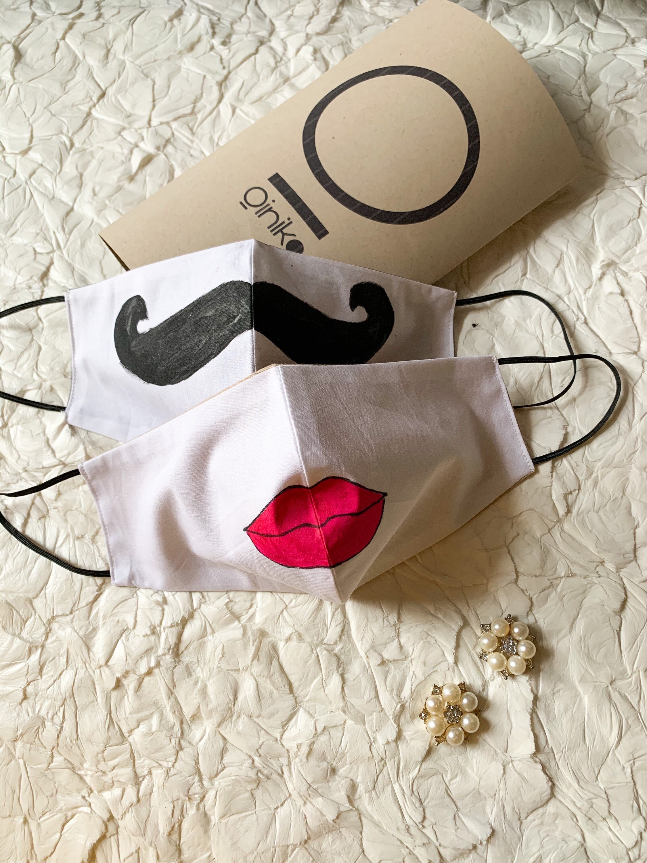 Red Lips Moustache Face Masks Adjustable Ear Loops | Etsy