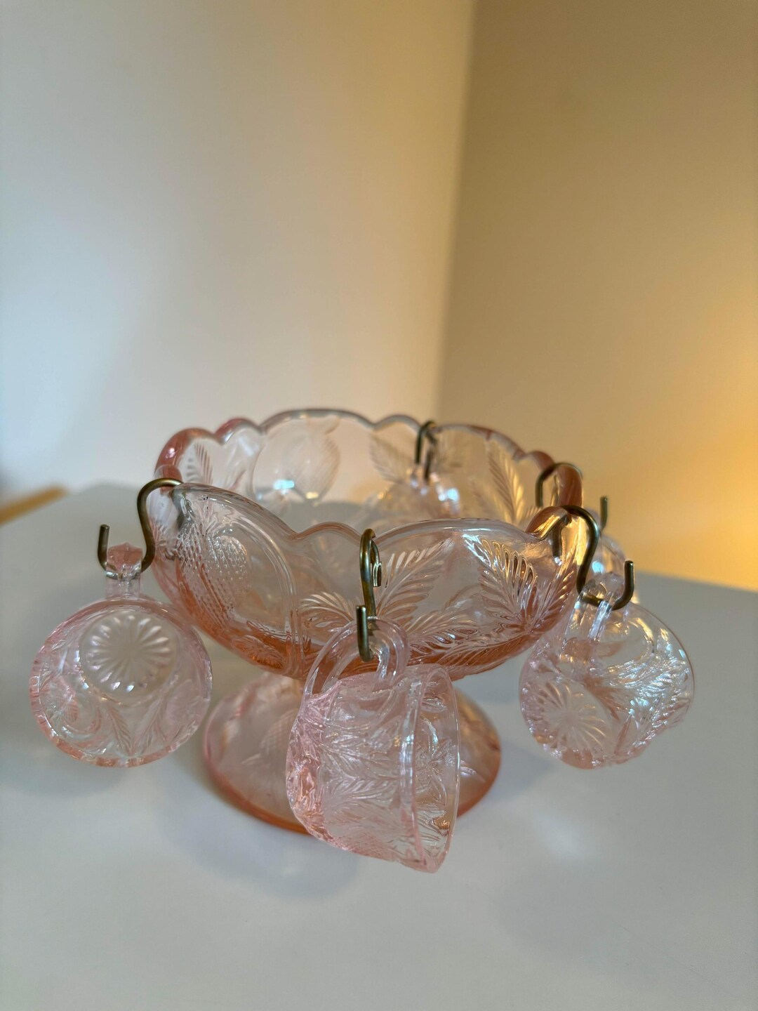 Vintage Pink Depression Glass. Child's Depression Glass Pink Punch Bowl ...