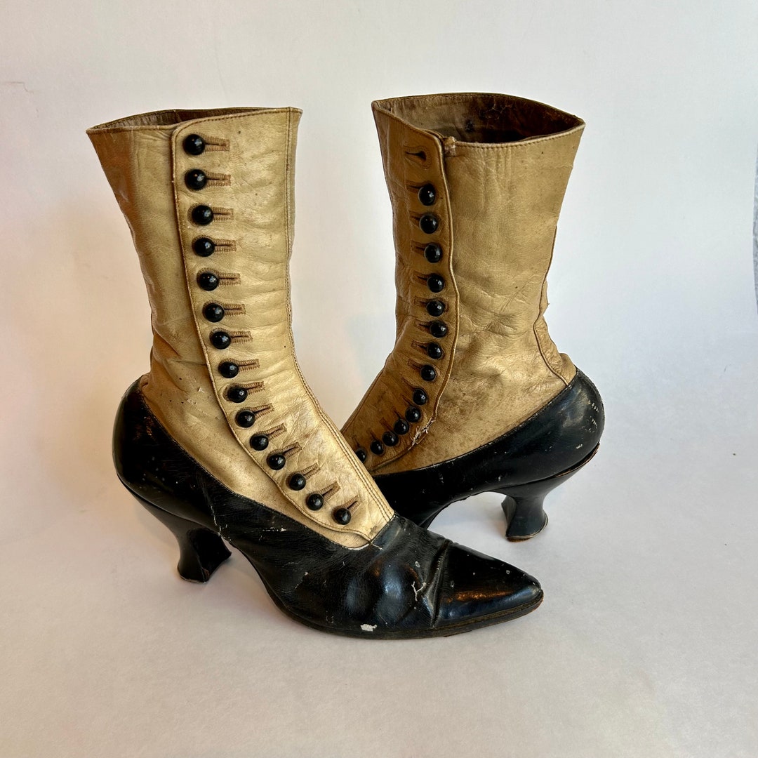 Antique Victorian Button up Boots, Heeled, Leather, Shoe - Etsy