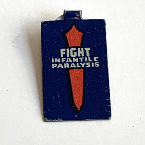 Vintage Fight Infantile Paralysis Metal Pin - Gem