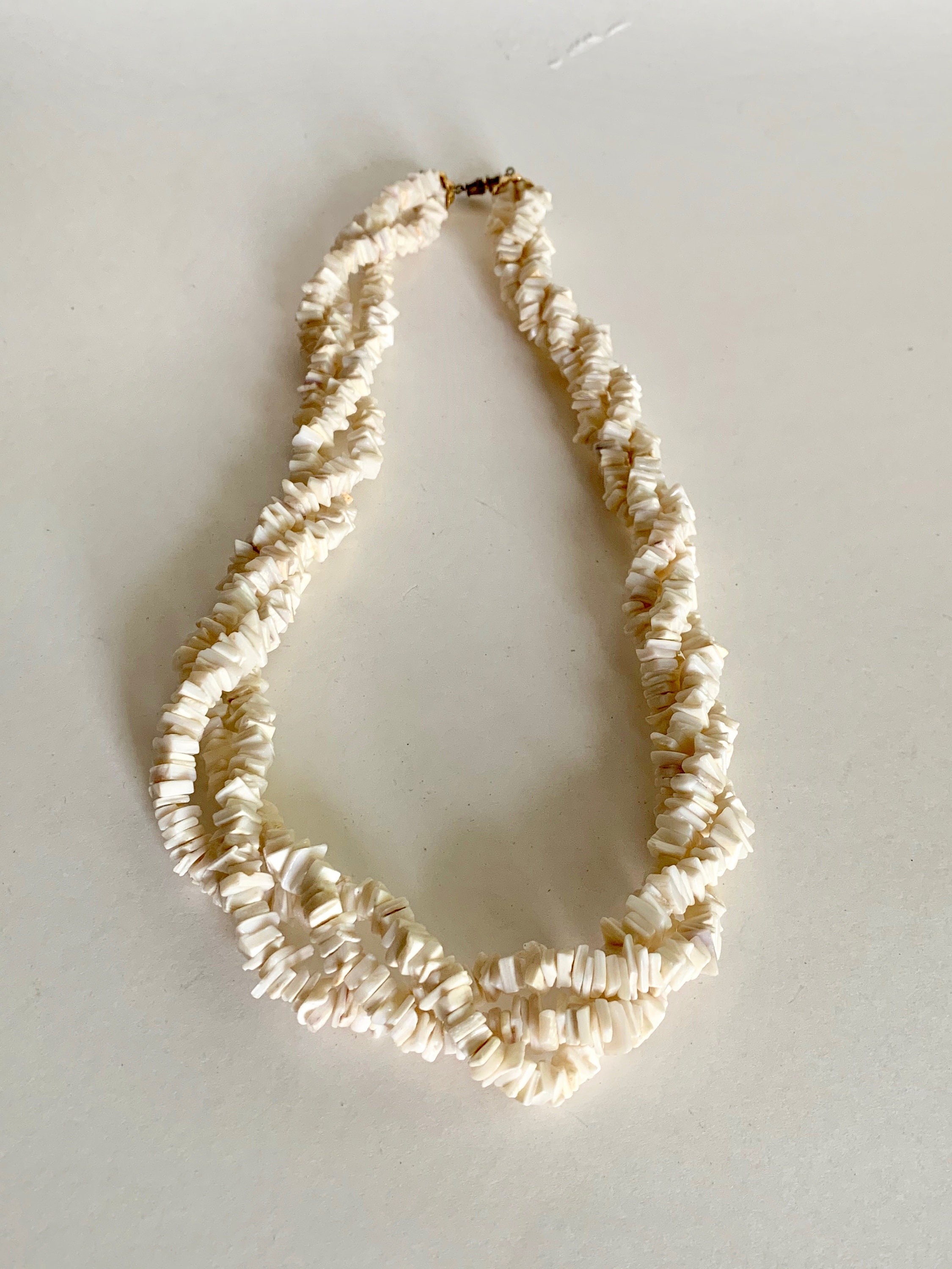 Vintage Twisted Triple Strand Puca Shell Necklace | Etsy