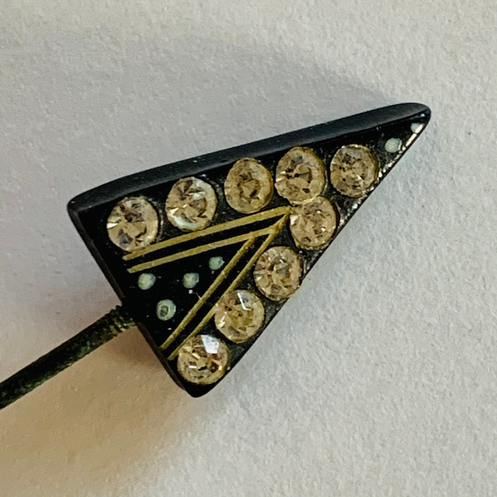 Vintage Art Deco Hat Pin, Rhinestone, Triangle - Etsy