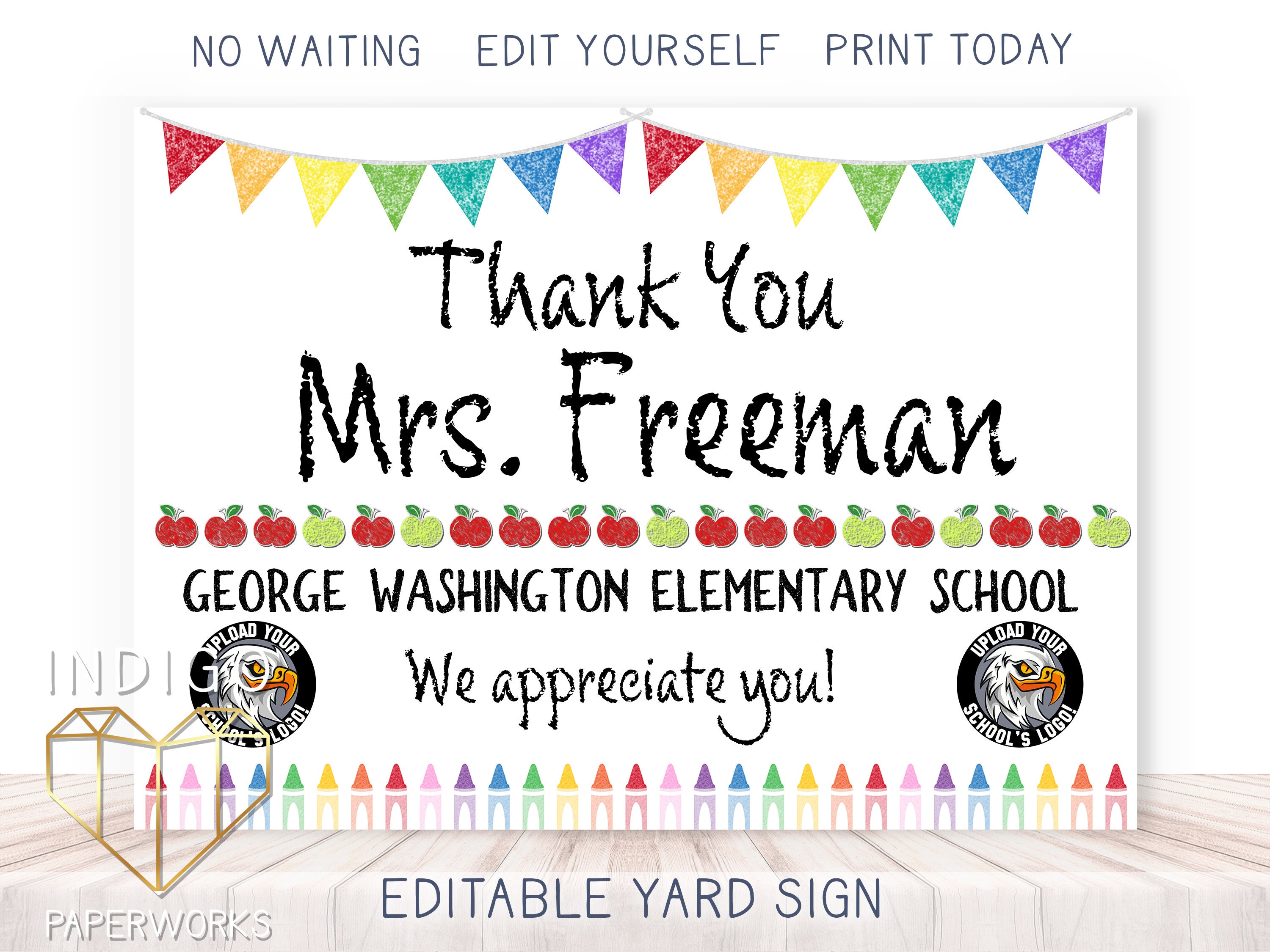 Printable Teacher Appreciation Day Lawn Sign Custom White - Etsy