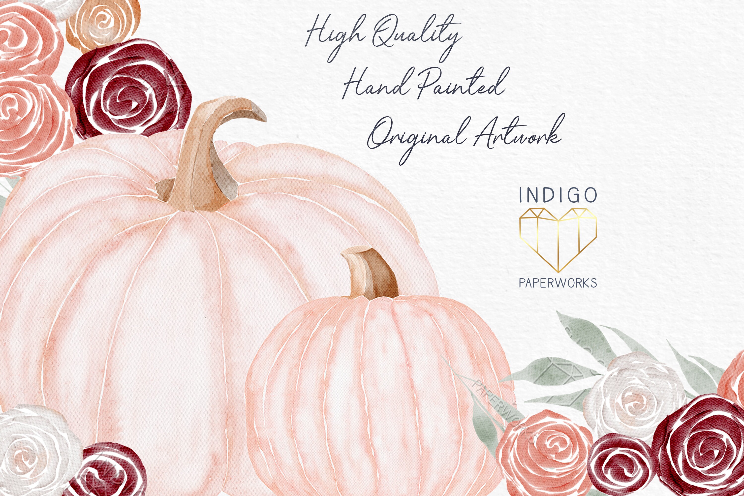 Blush Pink Watercolor Pumpkin Clip Art Boho Fall Pumpkin and - Etsy