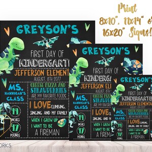 Printable Dinosaur First Day of School Chalkboard Sign Reusable Boys ...