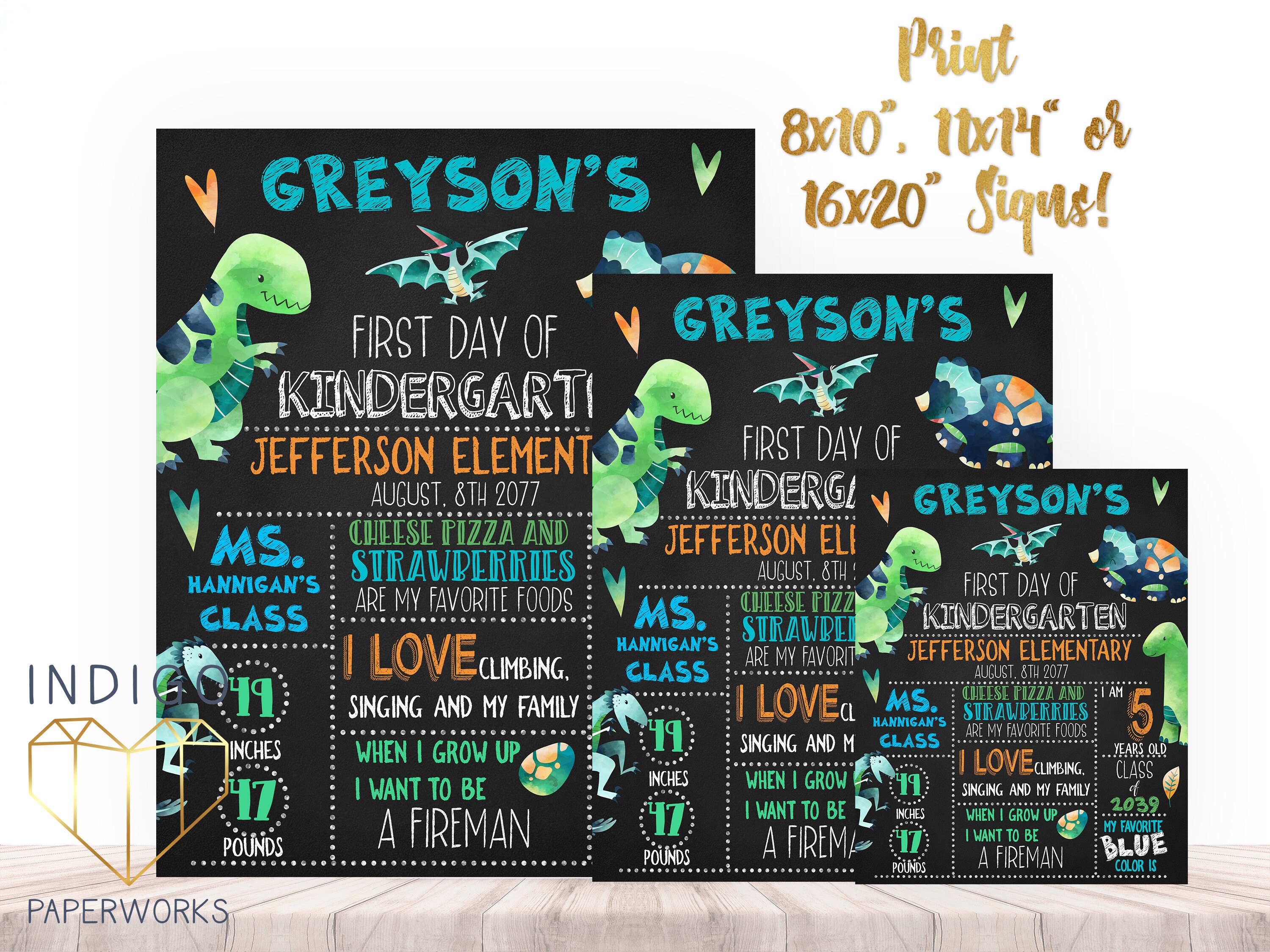 Printable Dinosaur First Day Of School Chalkboard Sign | Etsy