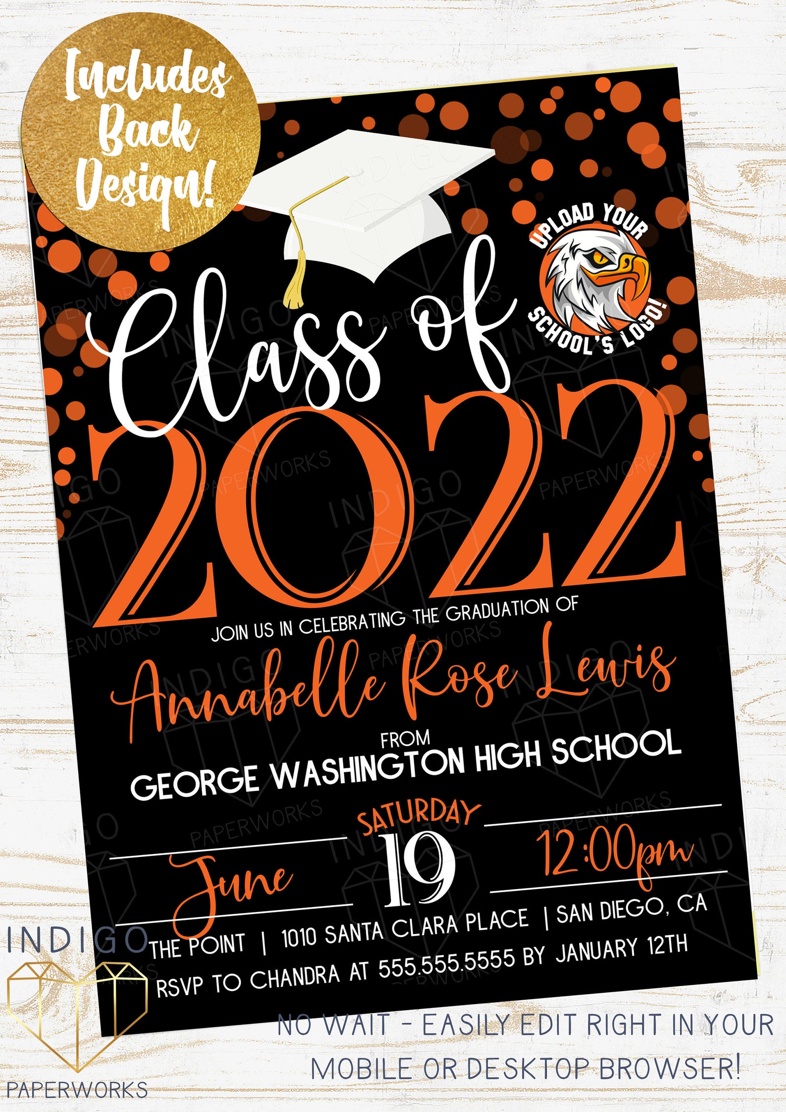 Printable 2023 Graduation Party Invitation Black and Orange - Etsy