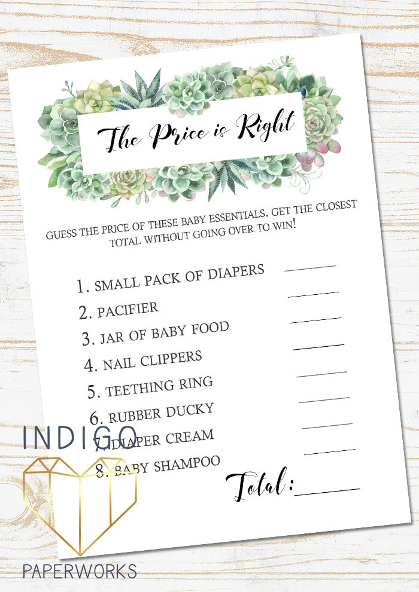 Succulents Baby Shower Games Package Southwestern Cactus - Etsy