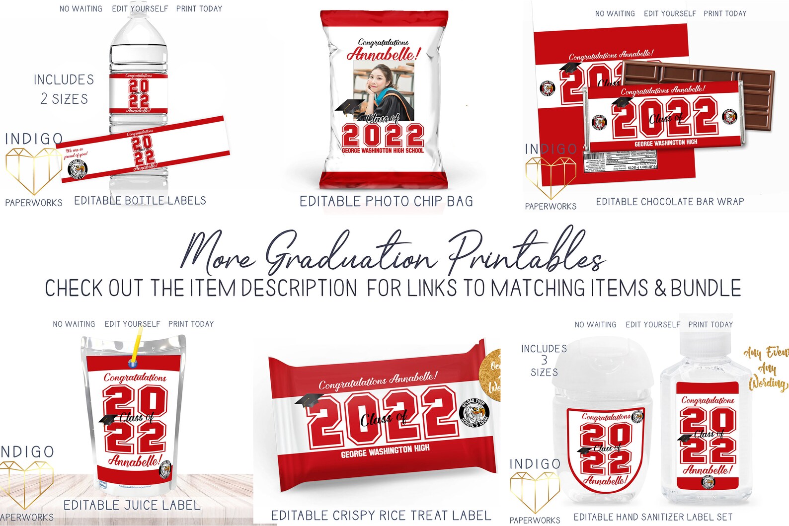 Printable 2023 Graduation Crispy Rice Treat Label Grad Red - Etsy