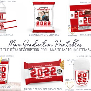 Printable 2023 Graduation Crispy Rice Treat Label, Grad Red Black and ...