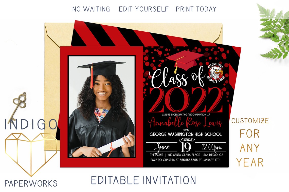 Printable 2023 Graduation Party Invitation With Photo Red & - Etsy