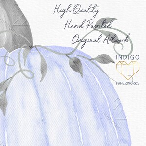 Dusty Blue and White Pumpkin Clipart 29 Hand Painted Watercolor ...