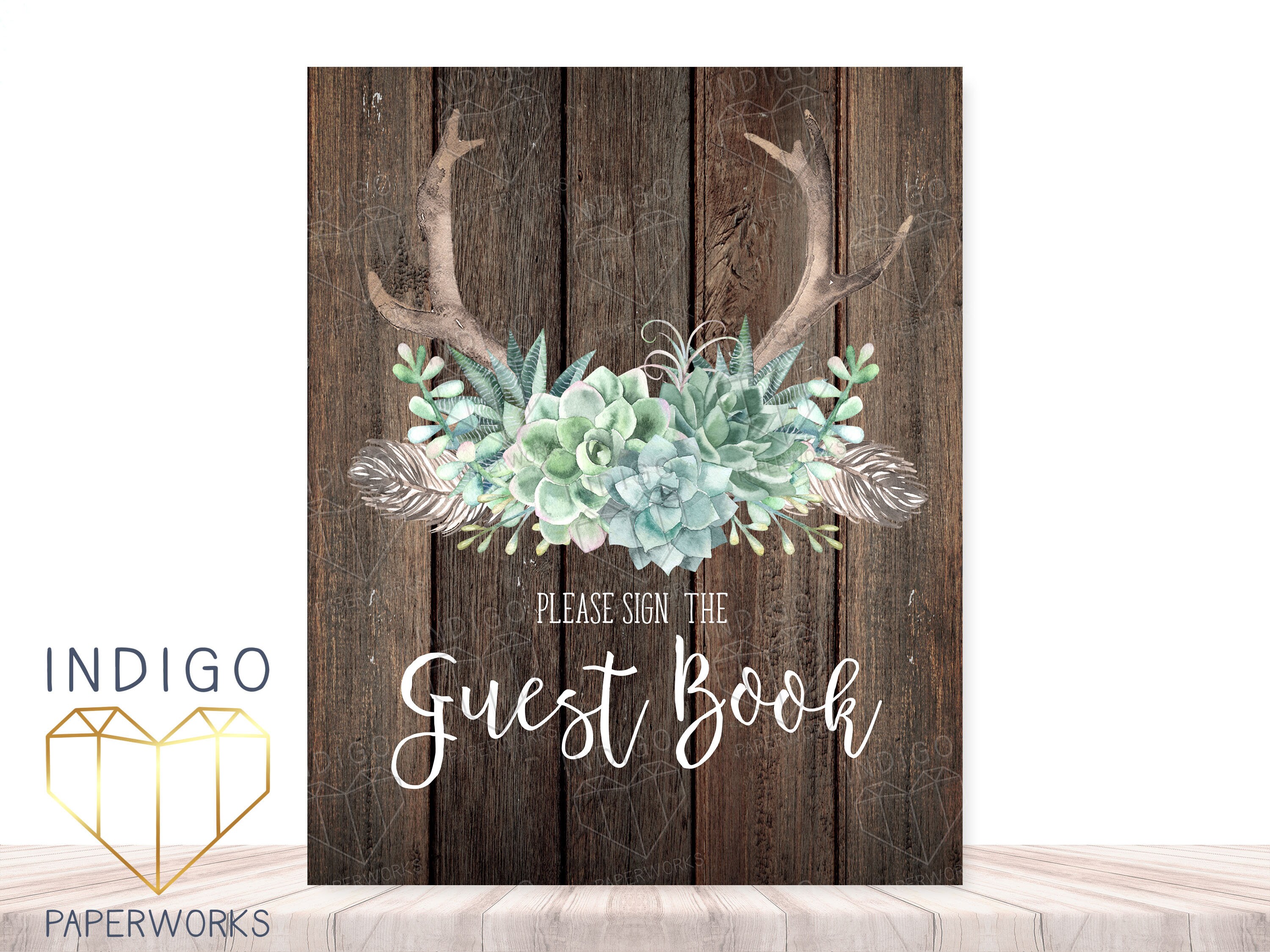 Rustic Succulent Baby Shower Signs Set Printable Boho Oh Deer - Etsy