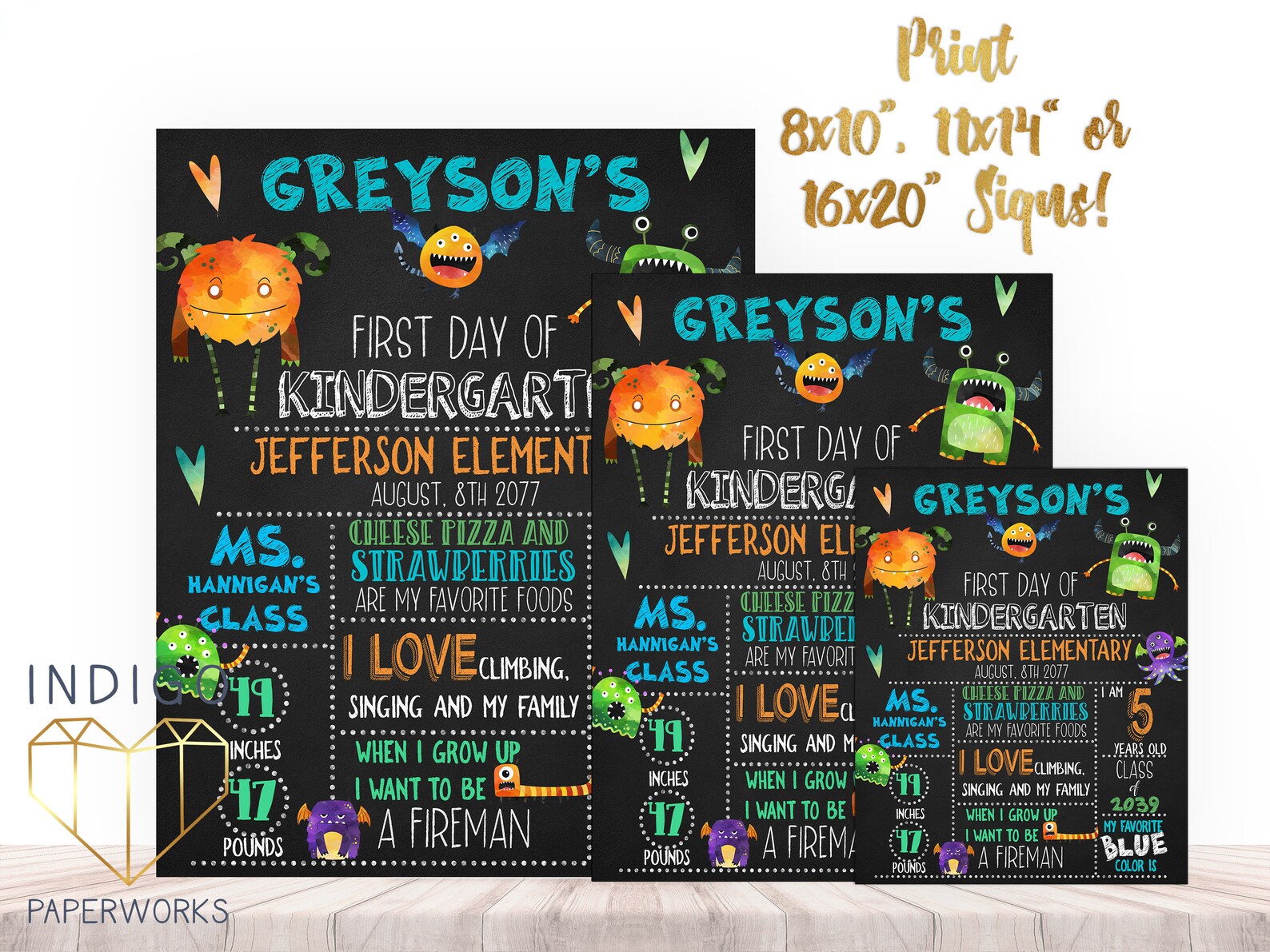 Printable Monsters First Day of School Chalkboard Sign - Etsy