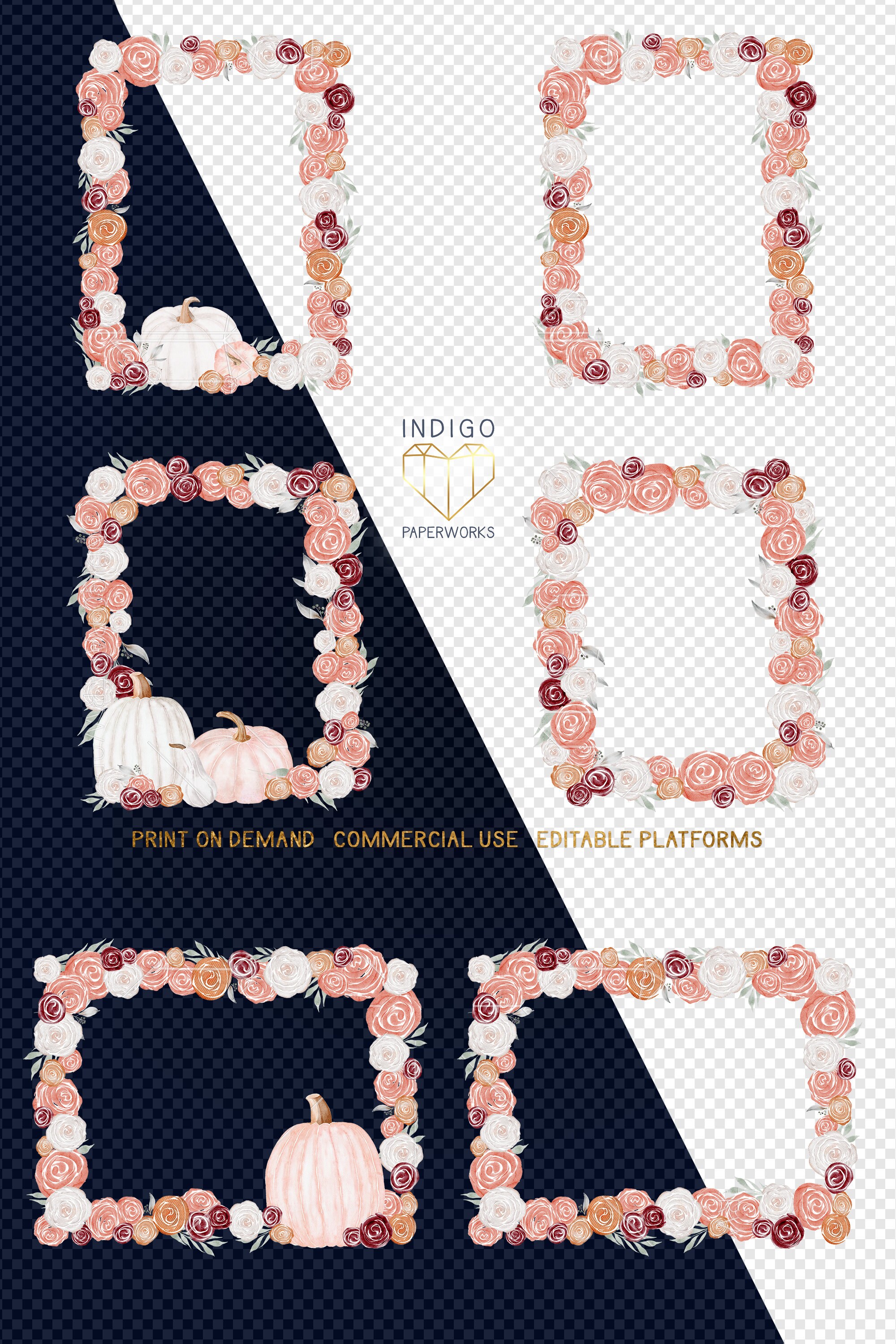 Blush Pink Watercolor Pumpkin Clip Art Boho Fall Pumpkin and - Etsy