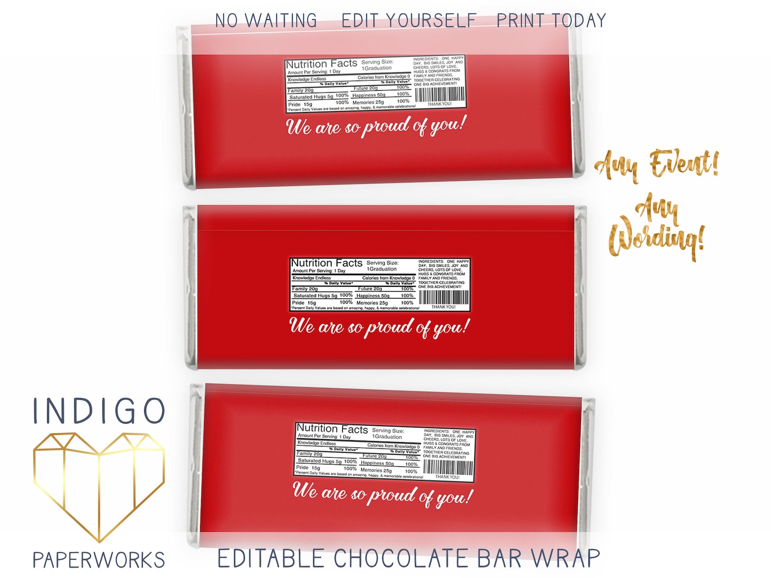Printable Red and White Graduation Chocolate Bar Label Candy - Etsy