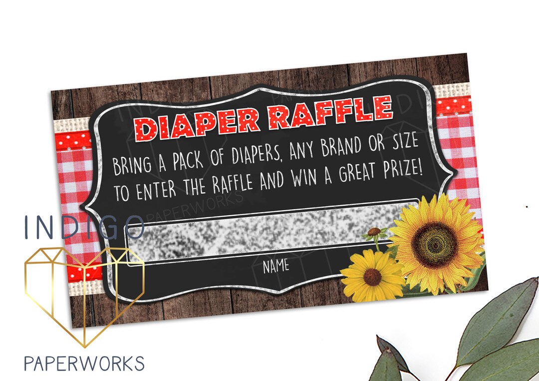 Baby-q Diaper Raffle Tickets, Rustic Wood Red Gingham Raffle Printable ...