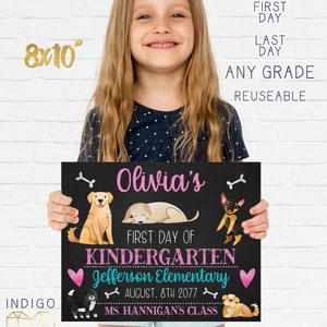 Printable Puppy Dog First Day of School Chalkboard Sign, Reusable Last ...