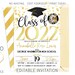 Printable 2023 Graduation Party Invitation, White and Gold Foil ...