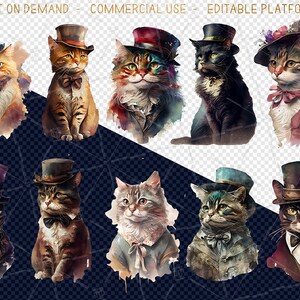 Dapper Cats Clipart- 21 PNG Fancy Cats Wearing Victorian Era Fashion ...