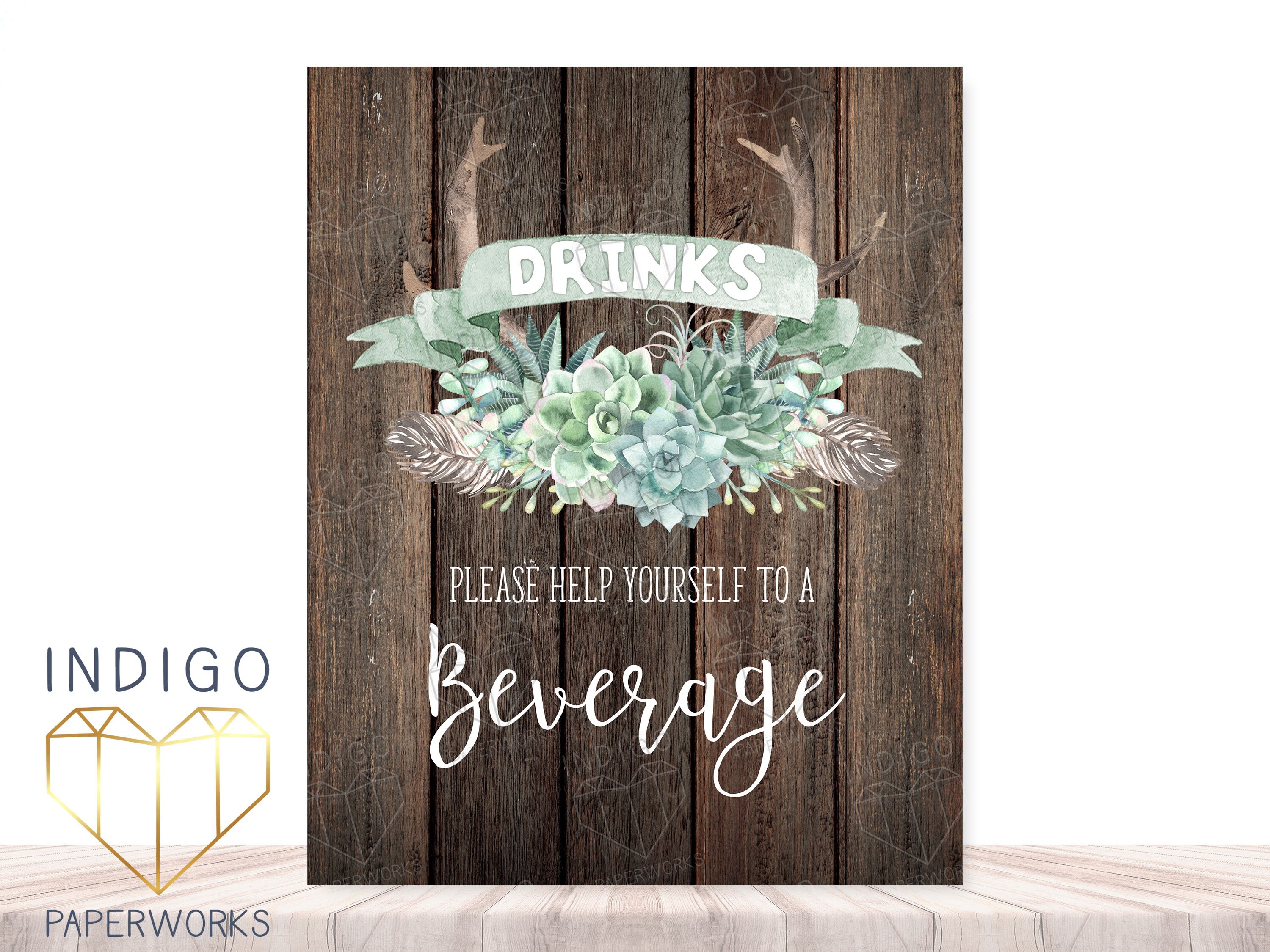 Rustic Succulent Baby Shower Signs Set Printable Boho Oh Deer - Etsy