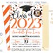 Printable 2023 Graduation Party Invitation, Orange and White Simple ...