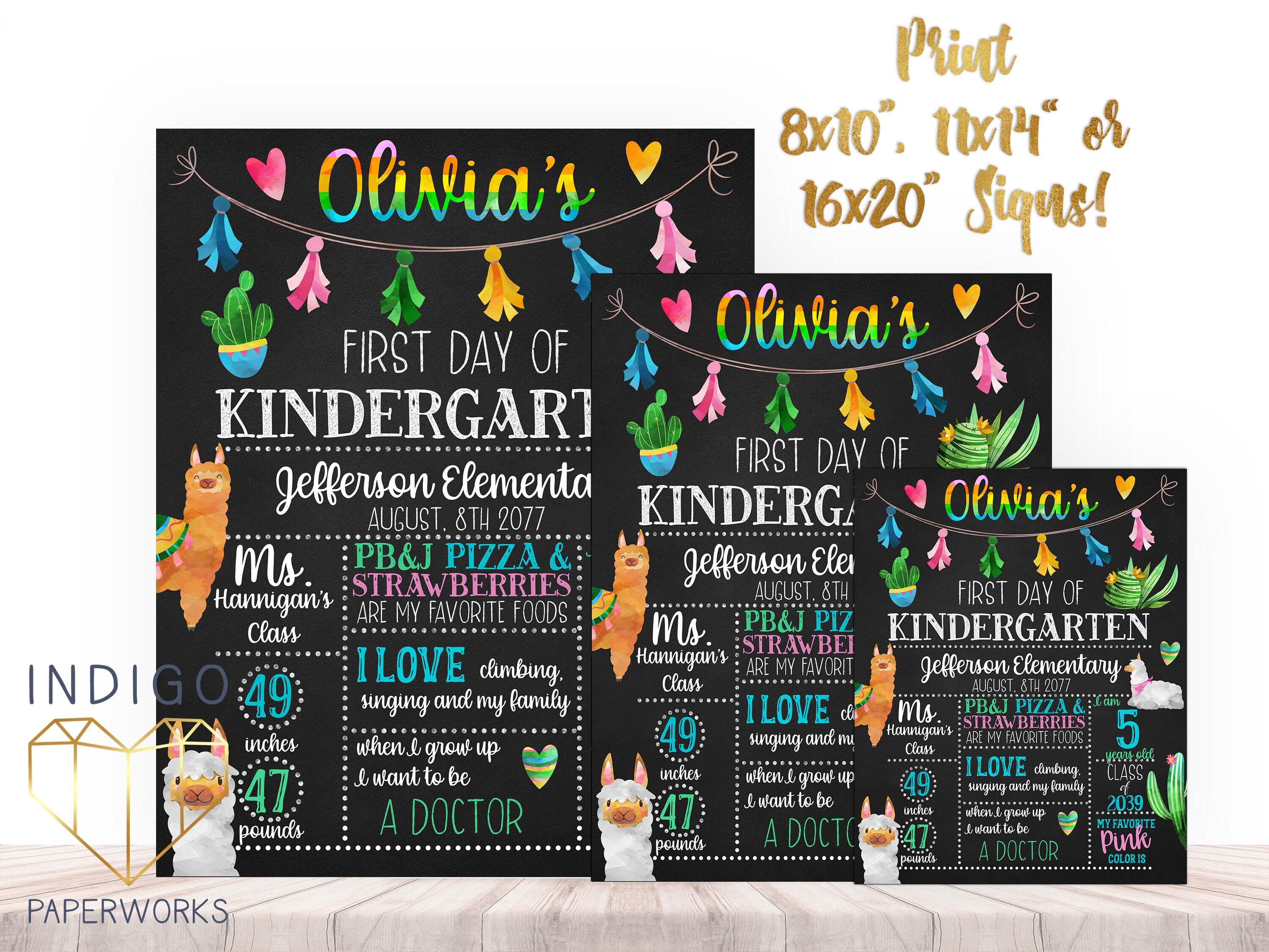 Printable Llama First Day of School Chalkboard Sign Reusable - Etsy