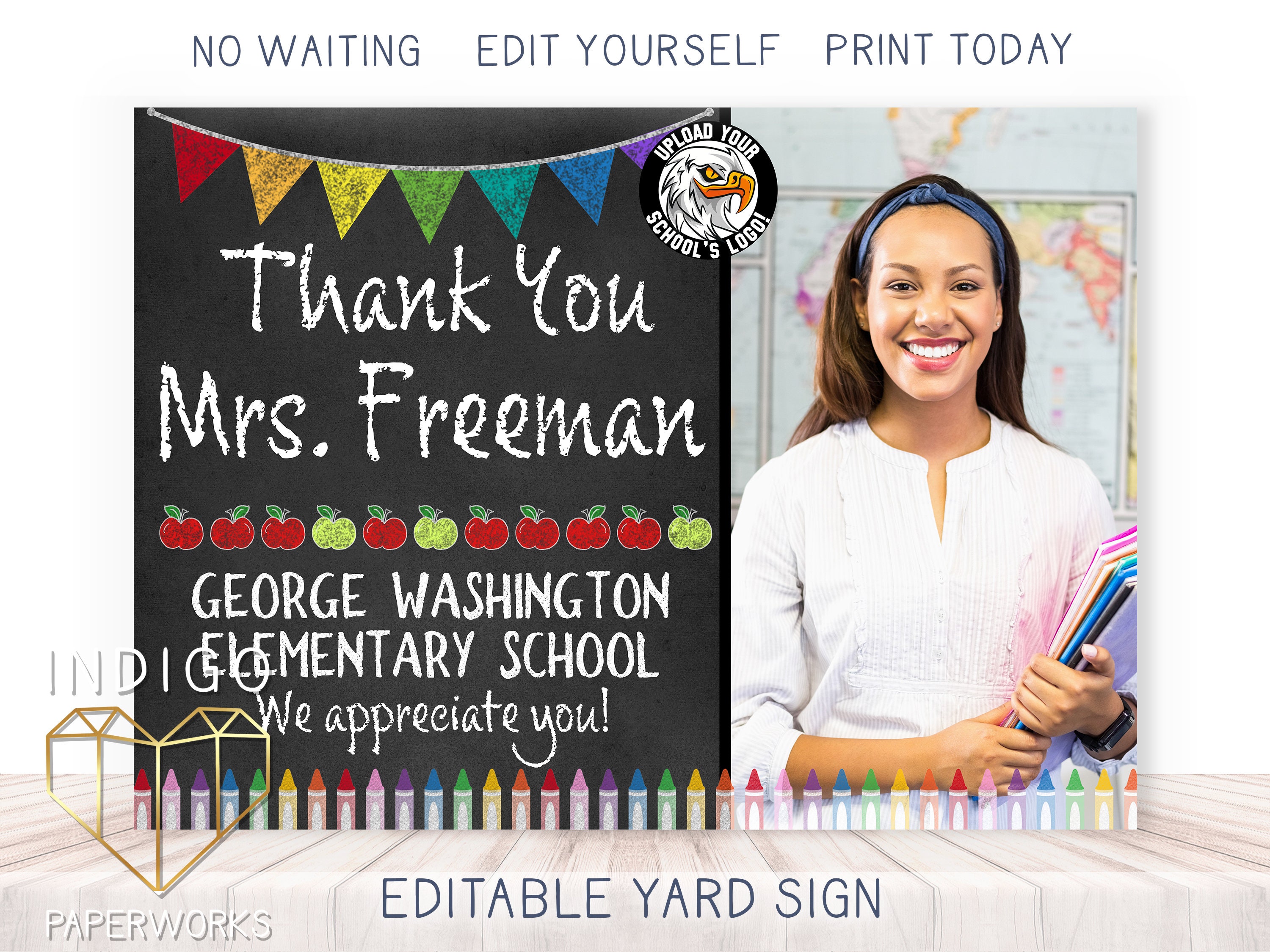 Teacher Appreciation Photo Lawn Sign Printable Custom - Etsy