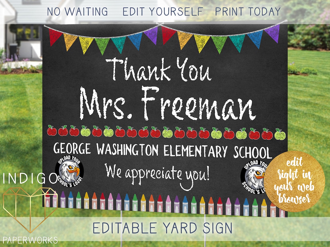 Printable Teacher Appreciation Lawn Sign, Custom Chalkboard Outdoor ...