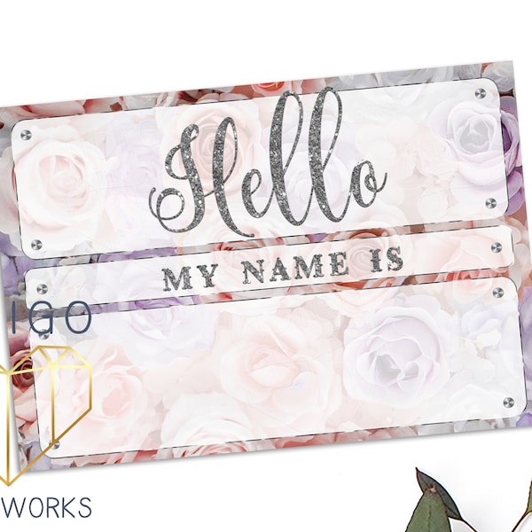 Pink Floral Name Tags - Etsy