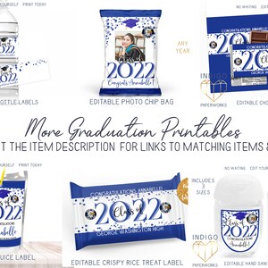 Printable Class of 2023 Graduation Juice Label, Navy Blue & White ...