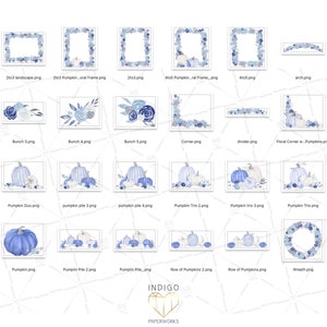 Dusty Blue and White Pumpkin Clipart 29 Hand Painted Watercolor ...