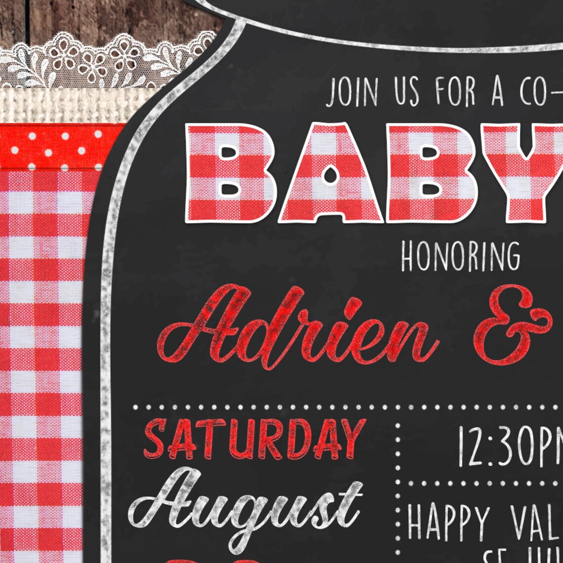 Baby-q Printable Baby Shower Invitation Rustic Wood Red - Etsy