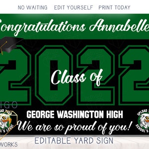 Printable Class of 2023 Graduation Lawn Sign, Custom Black and Green ...