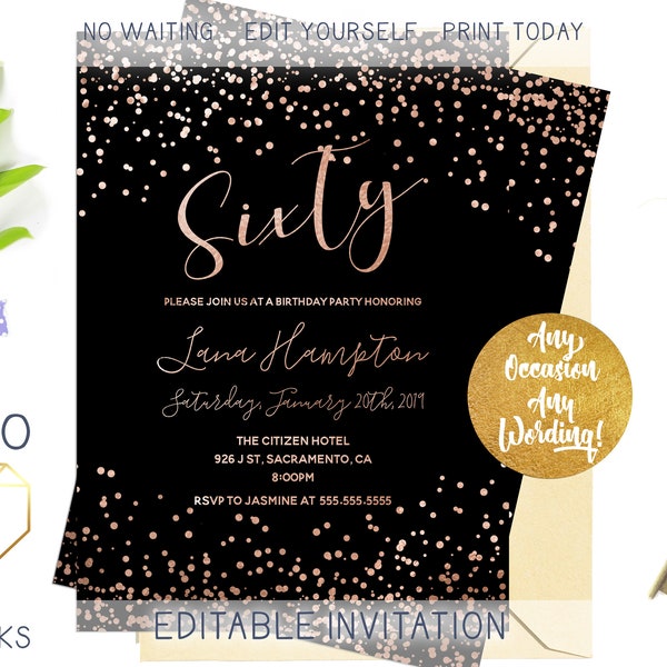 Gold Foil Invitation - Etsy